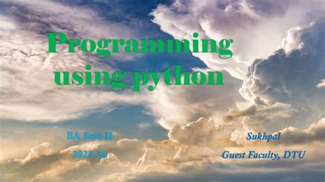 Lacture 1 Programming Using Pythonpptx