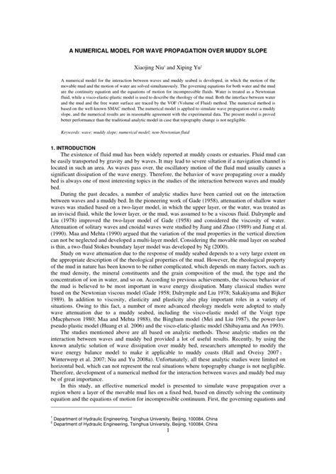 Pdf A Numerical Model For Wave Propagation Over Muddy Slope