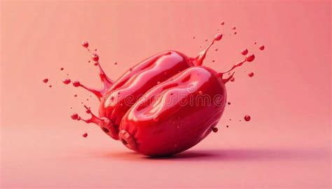 Red Date Splash Vibrant Fruit Explosion On Pastel Background Stock