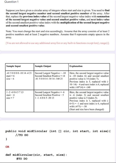 Solved Question 1 Suppose You Have Given A Circular Array Of