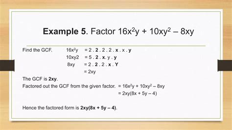 Factoring Polynomials Using Greatest Common Factor Pptx