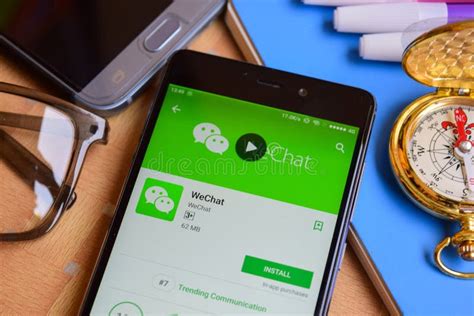 wechat dev application on smartphone screen editorial stock image