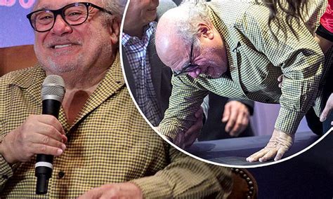 Danny DeVito Takes A Nasty Tumble Onstage At Dumbo Press Conference But Comes Up Smiling