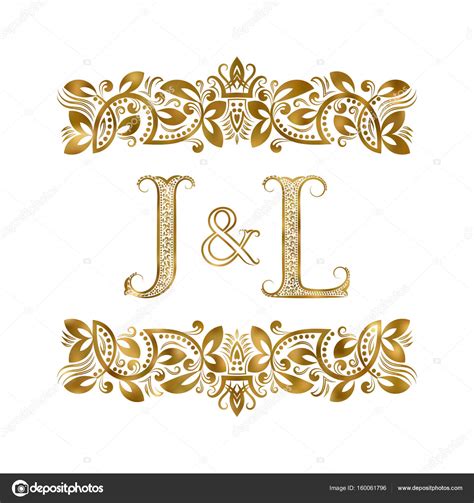 J And L Vintage Initials Logo Symbol The Letters Are Surrounded By