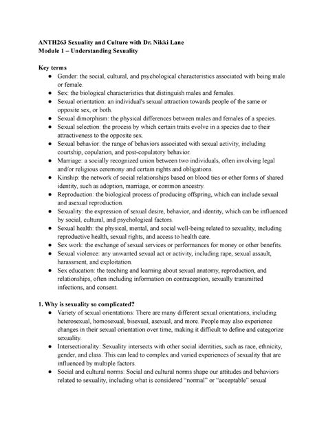 Module 1 Understanding Sexuality Anth263 Sexuality And Culture With