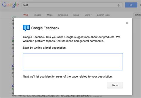 Google Updates The Search Send Feedback Form