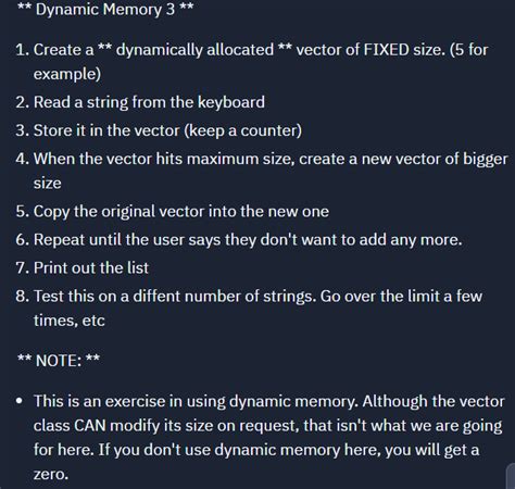 solved instructions dynamic memory 3 create a