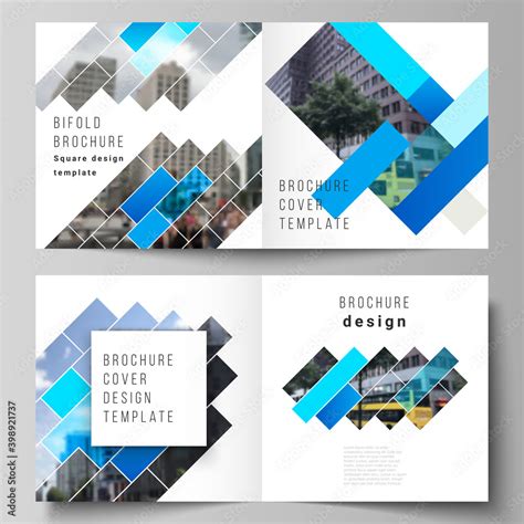 The Vector Illustration Layout Of Two Covers Templates For Square Design Bifold Brochure