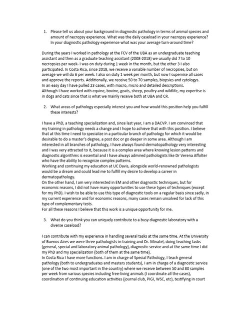 Phone Interview Questions Example Pdf Pathology Experience