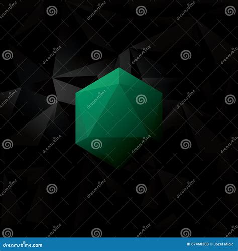 Abstract Black Low Poly Background With Blue Geometric Diamond