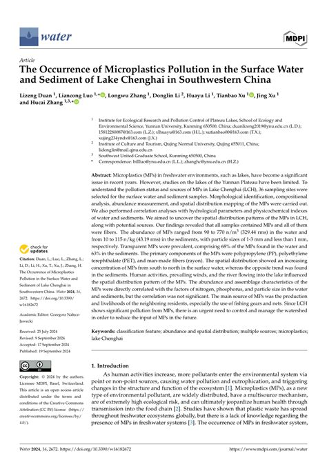Pdf The Occurrence Of Microplastics Pollution In The Surface Water And Sediment Of Lake