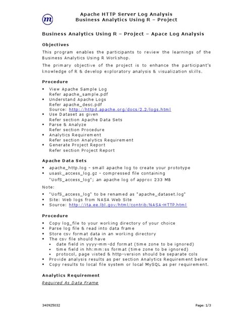 Apache Server Log Analysis Business Analytics Using R Project