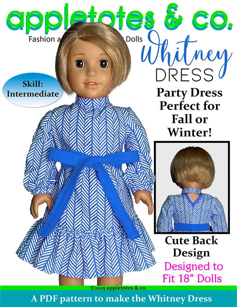 Whitney Dress 18 Inch Doll Sewing Pattern Appletotes And Co