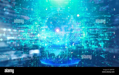 Encrypted Data In Cyberspace Data Computing Process Big Data Flowing Artificial Intelligence