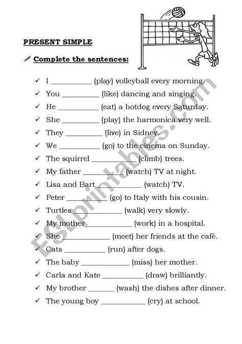 Present Simple Affirmative Interactive Worksheet Present Simple