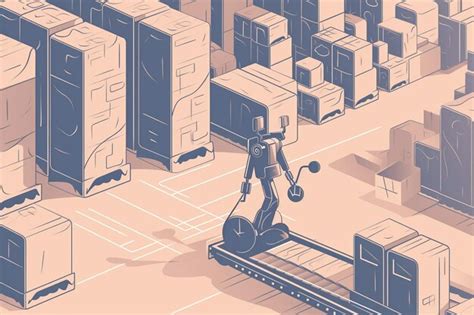 Premium AI Image A Simple And Elegant Illustration Of A Robot Navigating A Warehouse Environment