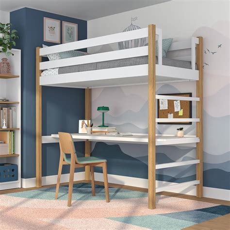 Loft Beds With Desk Made Of Wood Twin Loft Bed With Wraparound Desk