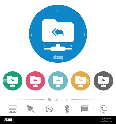 Ftp Root Directory Flat White Icons On Round Color Backgrounds 6 Bonus Icons Included Stock
