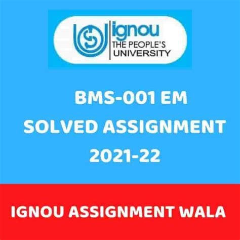 IGNOU BMS SOLVED ASSIGNMENT IGNOU Assignment Wala