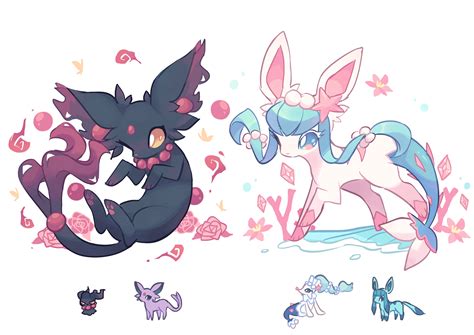 Glaceon Espeon Primarina And Misdreavus Pokemon Drawn By