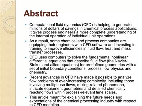 Computational Fluid Dynamics For Chemical Reactor Design Ppt
