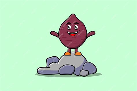 돌 벡터 일러스트 만화 스타일에 귀여운 만화 고구마 캐릭터 서 프리미엄 벡터