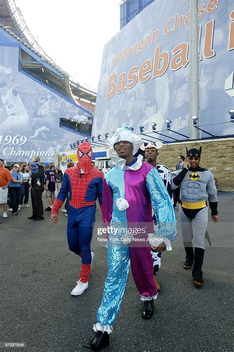 New York Mets Kaz Matsui Is Dressed As Spiderman Jose Reyes Is A