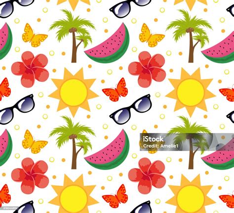 여름철 완벽 한 패턴입니다 밝은 여름 무한 배경입니다 해변 휴가 바다 테마 텍스처를 반복입니다 벡터 일러스트입니다 0명에 대한