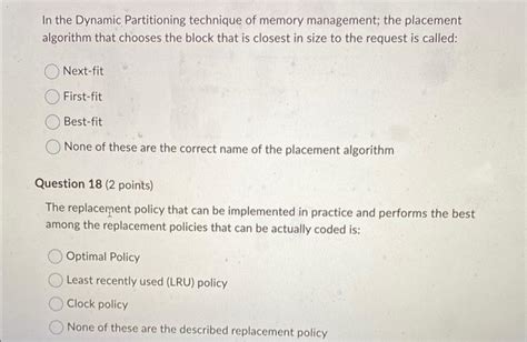 Solved In The Dynamic Partitioning Technique Of Memory