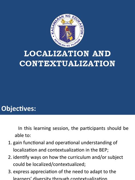 Localization Contextualization Of Curriculum Pdf Learning Curriculum