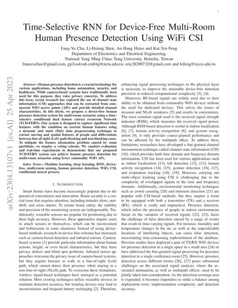 Time Selective Rnn For Device Free Multi Room Human Presence Detection Using Wifi Csi Deepai