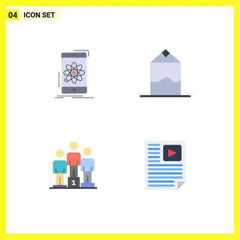 4 thematic vector flat icons and editable symbols of data pedestal research milk winners