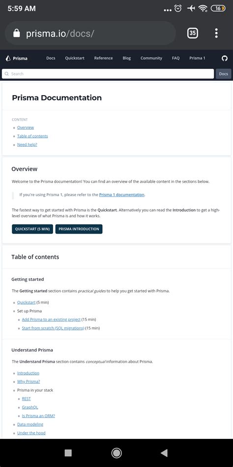make docs mobile responsive · issue 121 · prisma docs · github