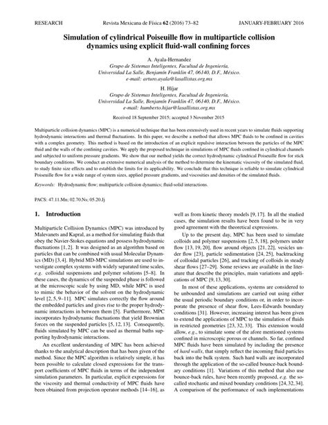 Pdf Simulation Of Cylindrical Poiseuille Flow In Multiparticle Collision Dynamics Using