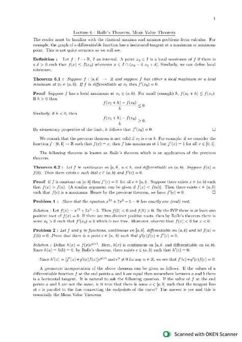 Calculus Rolles Theorem Cauchy Mean Value Theorem Fixed Point Iteration Method Leibnizs
