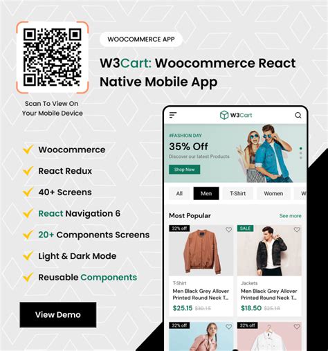 W3Cart WordPress WooCommerce React Native Mobile Application By DexignZone