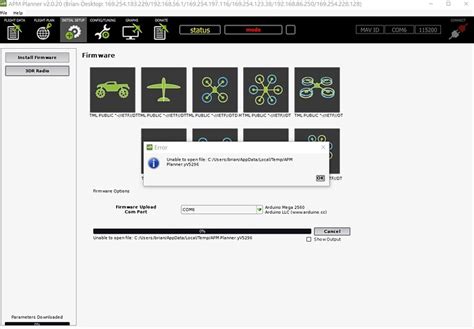 Missing File While Trying To Load Firmware In Apm 28 Using Apm Planner V2020 Unsupported