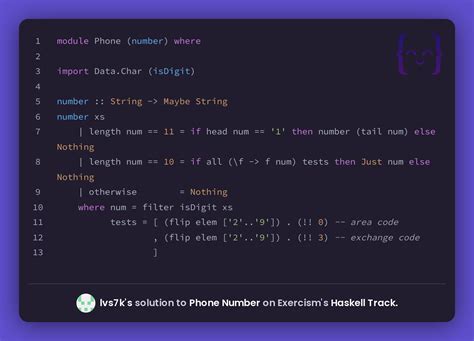 Lvs7ks Solution For Phone Number In Haskell On Exercism