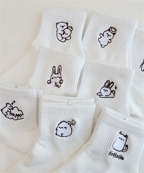 당출 흰양말 자수 단목 중목 발목 데일리 양말세트 에이블리