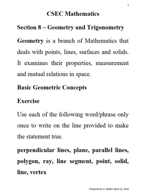 Section 8 Geometry And Trigonometry Pdf Circle Line Geometry