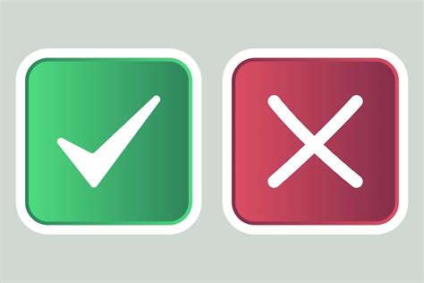 Free Vector Gradient Check Mark And Cross Set