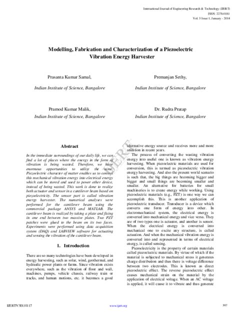 Pdf Modelling Fabrication And Characterization Of A Piezoelectric