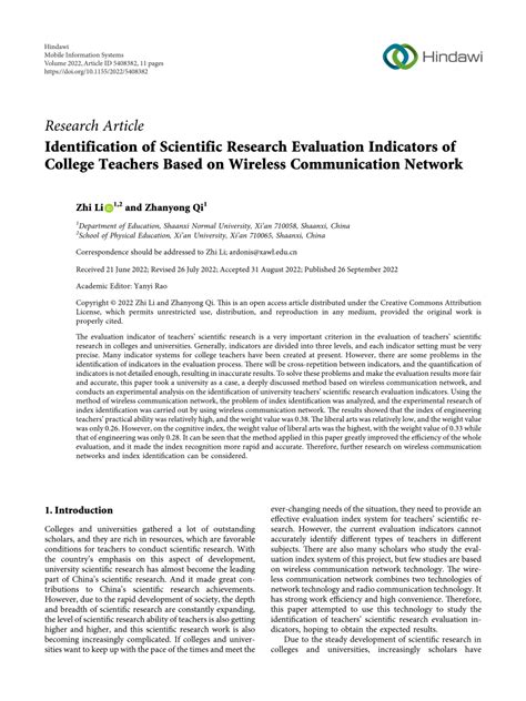 Pdf Identification Of Scientific Research Evaluation Indicators Of