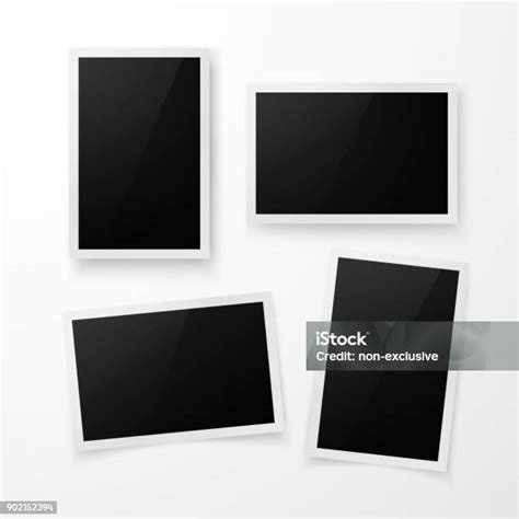 그림자와 사진 프레임의 집합입니다 현실적인 사진 테두리 서식 파일입니다 벡터 일러스트 레이 션 흰색 배경에 고립 가장자리에 대한 스톡 벡터 아트 및 기타 이미지 Istock