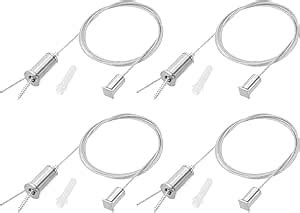 Patikil Techo Colgante Alambre Cable Kit 4 Juego Luces Panel Acero