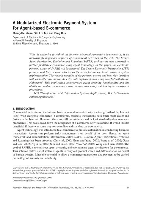 Pdf Abstract A Modularized Electronic Payment System For Agent Based
