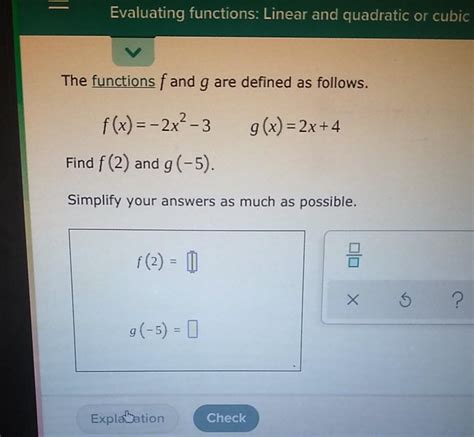 Solved — Evaluating Functions Linear And Quadratic Or Cubic