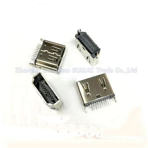10pcs Hdmi Jack 19p Female Socket Double Row 180 Degree Vertical Hdtv