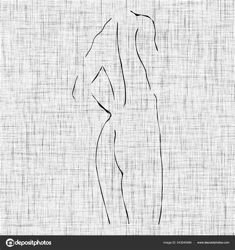 Minimalistic Illustration Canvas Cover Design Modern Wall Decoration Silhouette Naked Stock