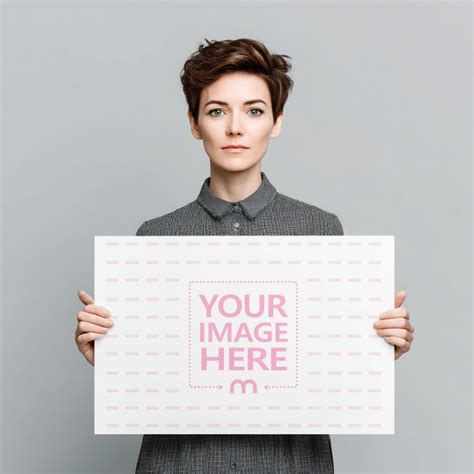 Female Model Holding Canvas Frame Mockup For Diy Art Display Mediamodifier